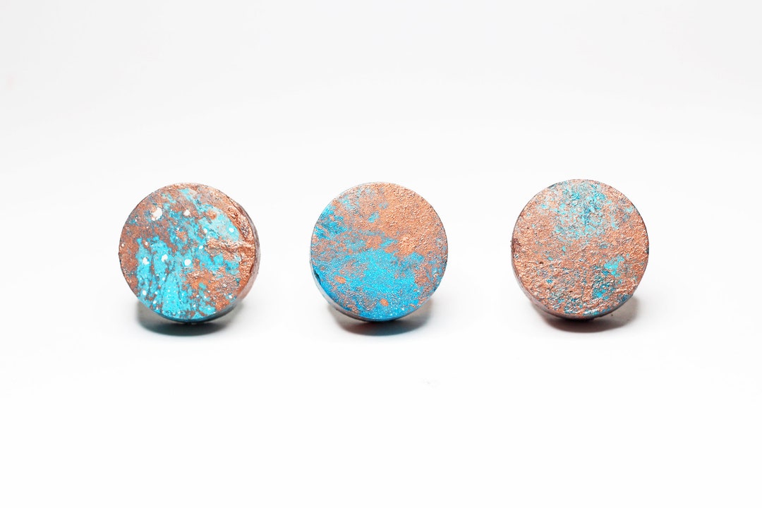 Copper & Sapphire Effect Concrete Round Cabinet Knob | Sapphire Cabinet Knob | Copper Cabinet ...