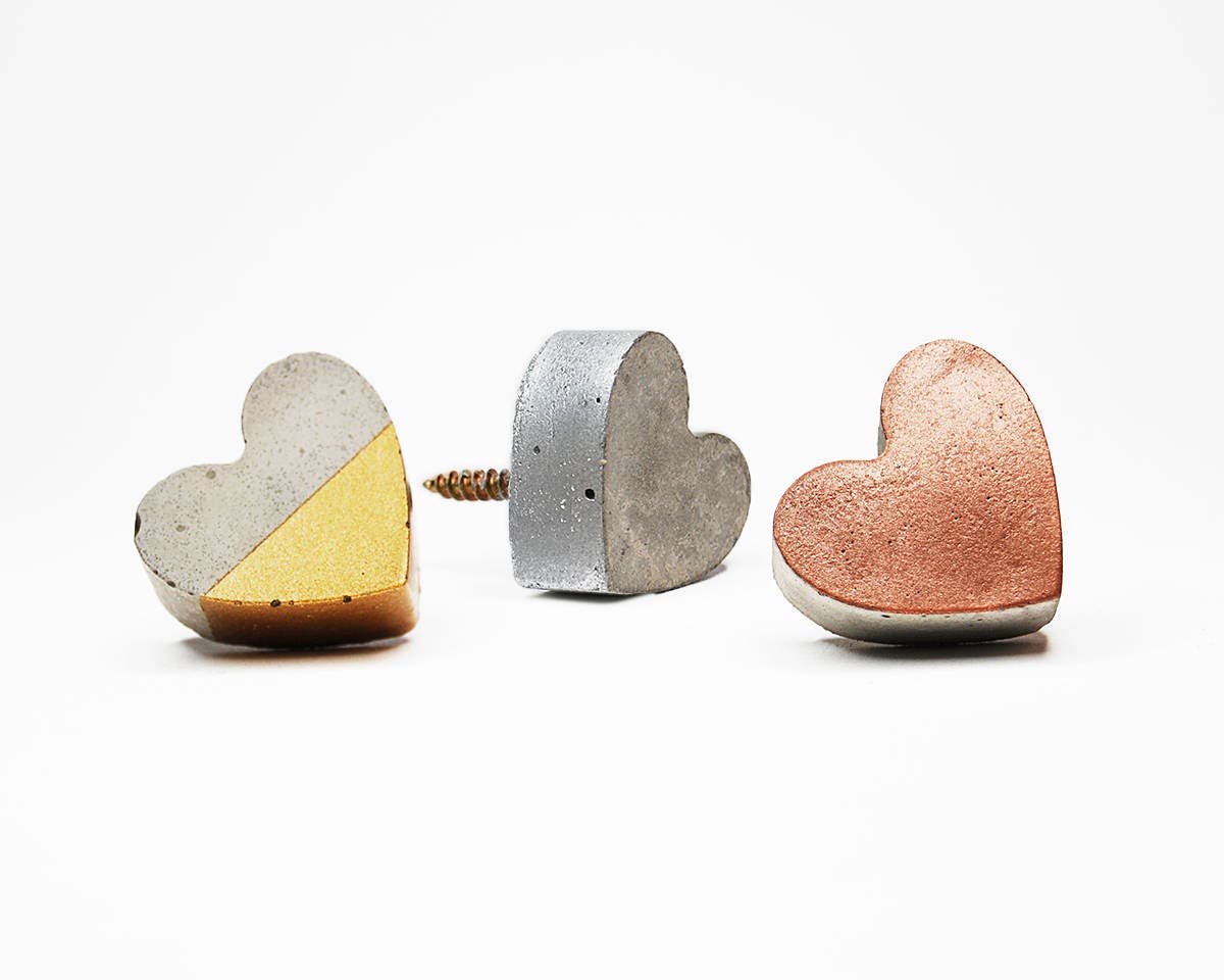 Concrete Heart Cabinet Knob | Heart Cabinet Knob | Heart Drawer Pull ...