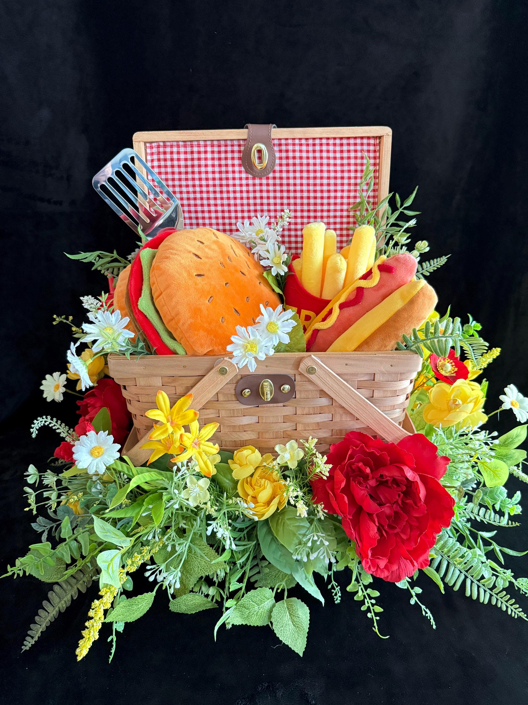 Faux Food Picnic Basket Centerpiece: Summer BBQ Table Decoration - Etsy