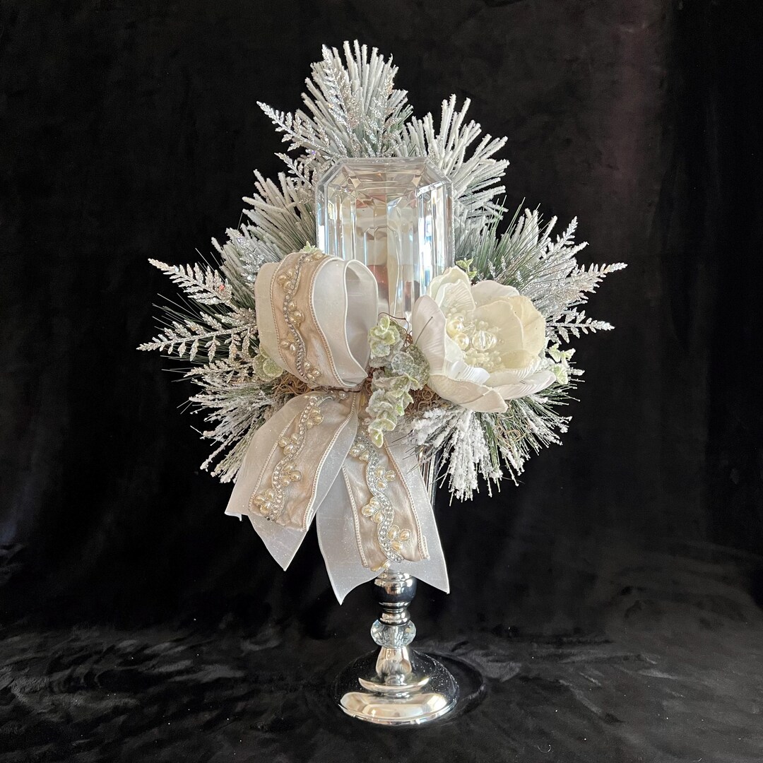 Elegant Christmas Arrangement, Winter Centerpiece, Jewel Centerpiece ...