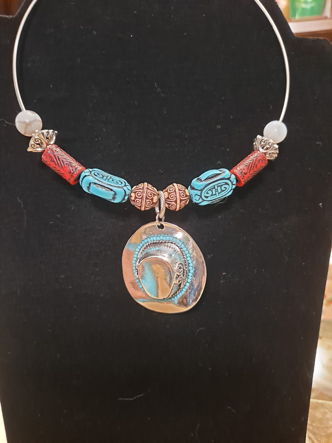 Southwest Inspired Cowboy Hat Choker Style Necklace - Etsy