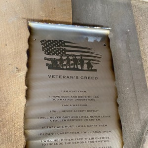 Veterans Creed Metal Scroll, Veteran Gift, Fourth of July, Memorial Day ...