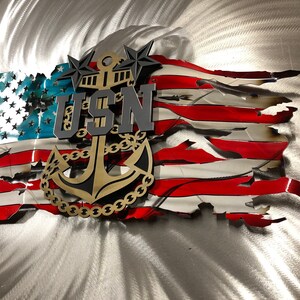 Master Chief Navy American Flag Officially Licensed, Tattered Flag, USN ...