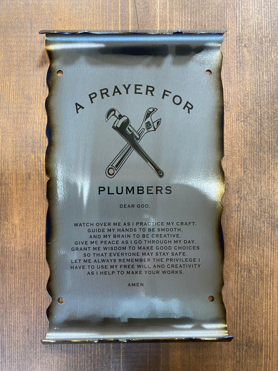 Plumbers Prayer, Plumbers Gift, Plumbers Apprentice Gift, Metal Wall ...