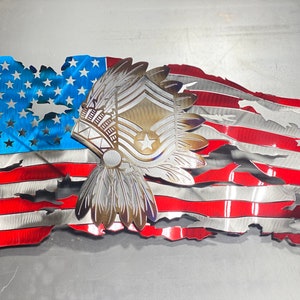 Chief Master Sergeant Headdress and American Flag, Military Gifts ...
