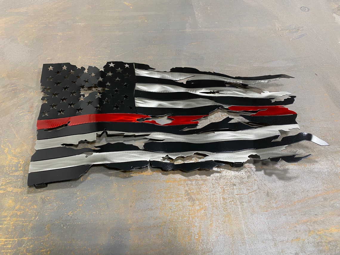 Thin Red Line / Fireman Gifts / Metal Flag - Etsy