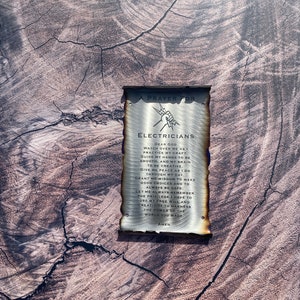 Metal Electrician's Prayer Scroll, Electrician Gifts, Electrician ...