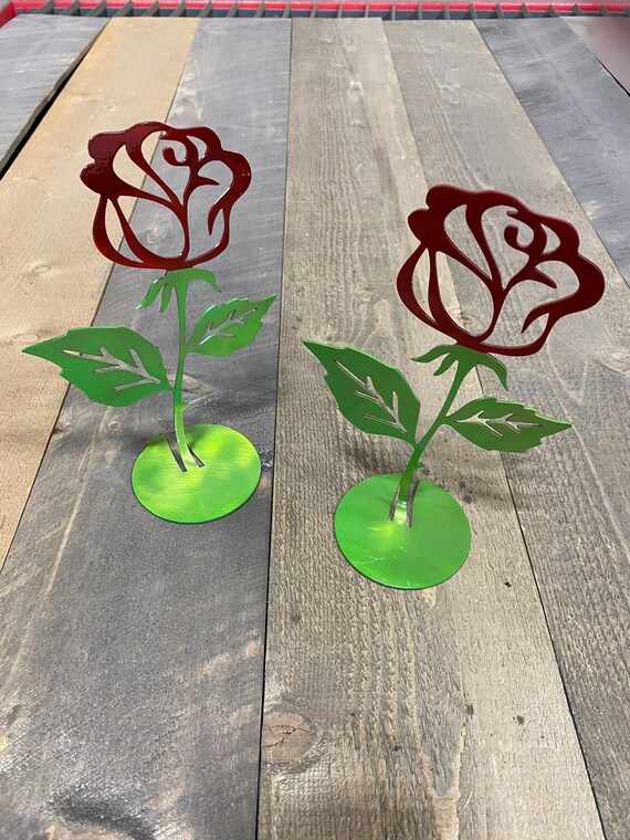 Metal rose silhouette Mothers Day flowers metal wall art | Etsy