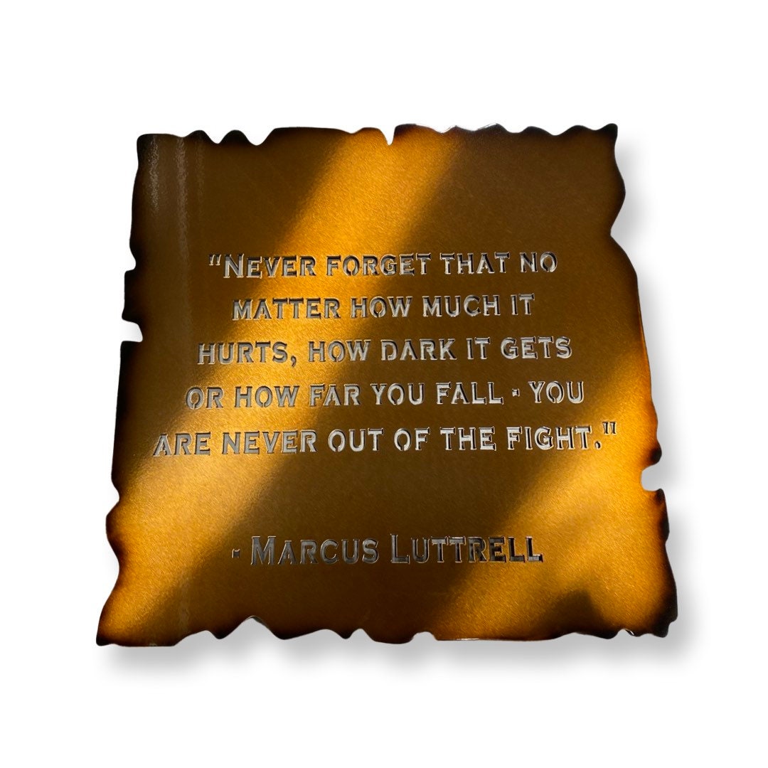 Motivational Quote Metal Wall Decor, Never Give Up, Aged Effect ...