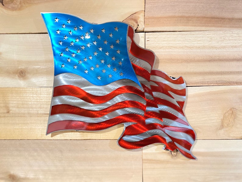 Wavy American Flag, Metal Flag, Patriotic Metal Decor, Steel Flag ...