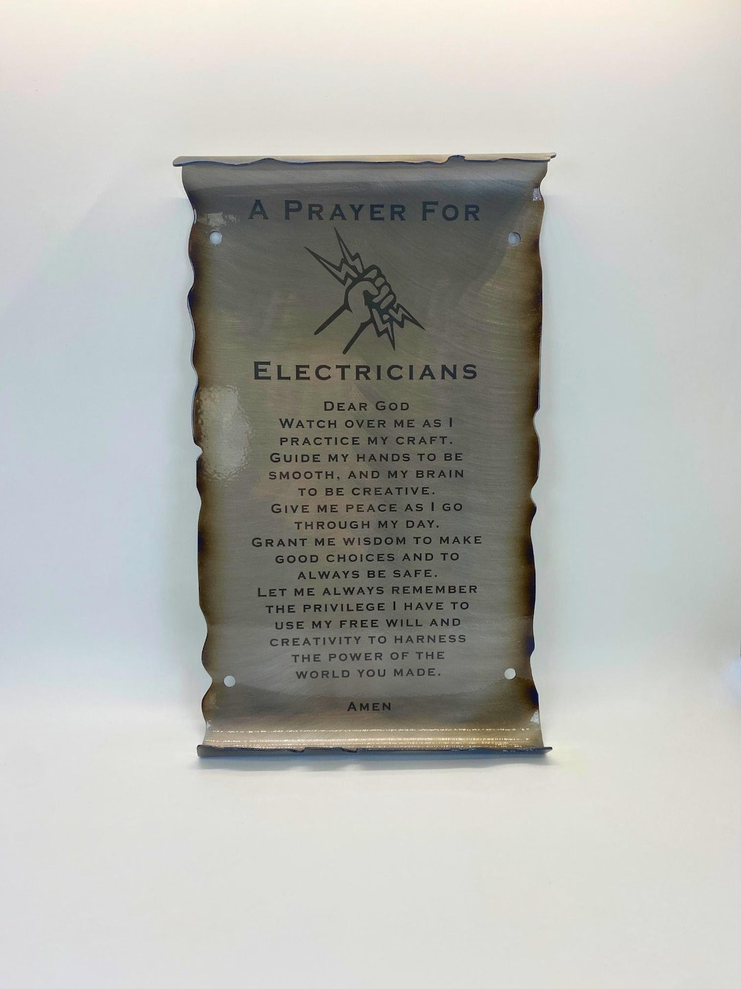 Metal Electrician's Prayer Scroll, Electrician Gifts, Electrician ...