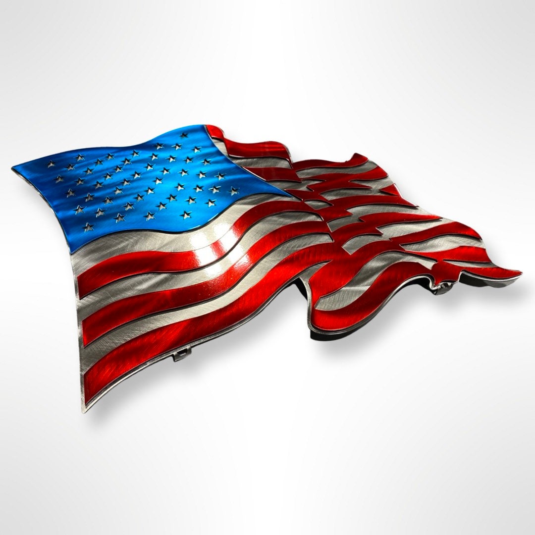 Wavy American Flag, Metal Flag, Patriotic Metal Decor, Steel Flag ...