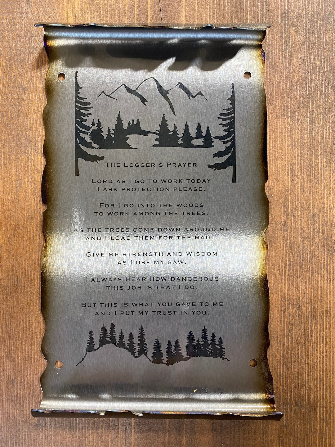 Loggers Prayer, Gift for Loggers, Pacific Northwest Gifts, Metal Art ...