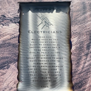 Metal Electrician's Prayer Scroll, Electrician Gifts, Electrician ...