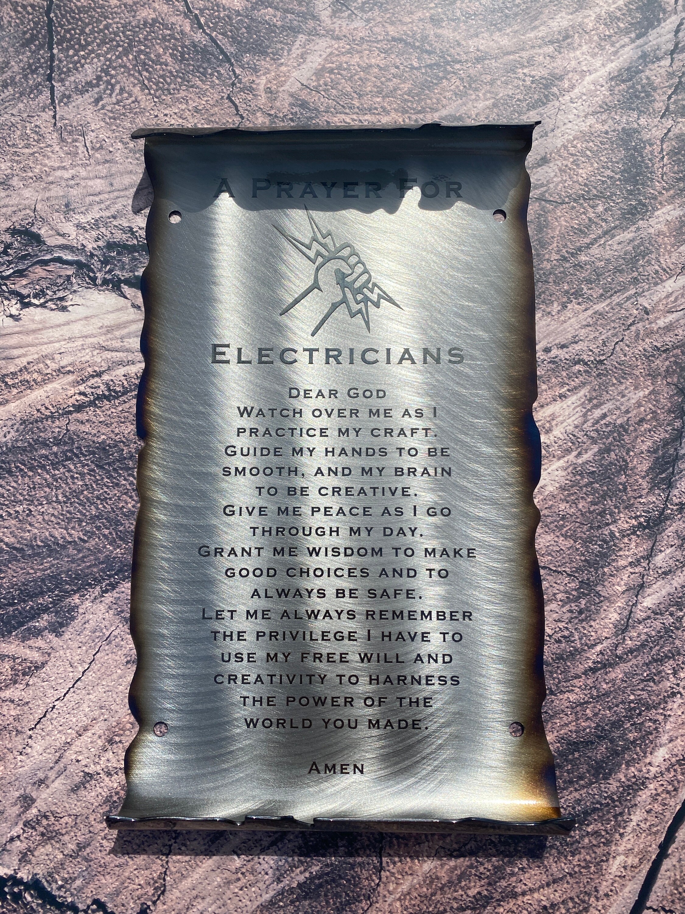 Metal Electrician's Prayer Scroll, Electrician Gifts, Electrician ...