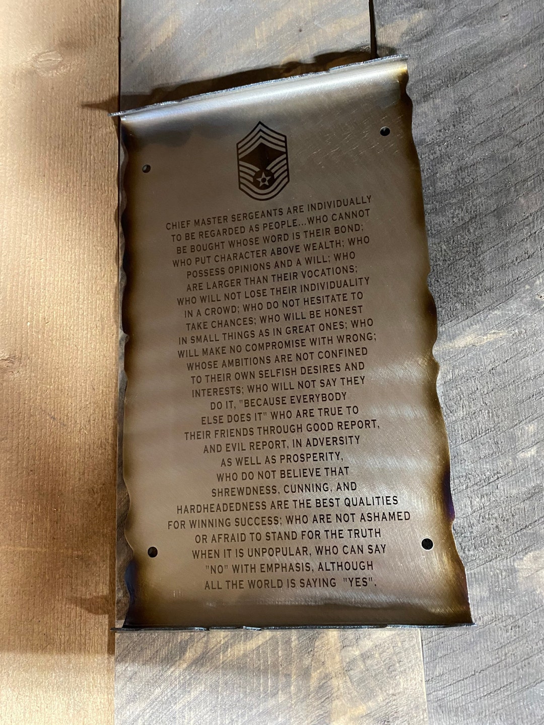 Chief Master Sergeant Creed Metal Scroll, Air Force USAF Cmsgt, Metal ...