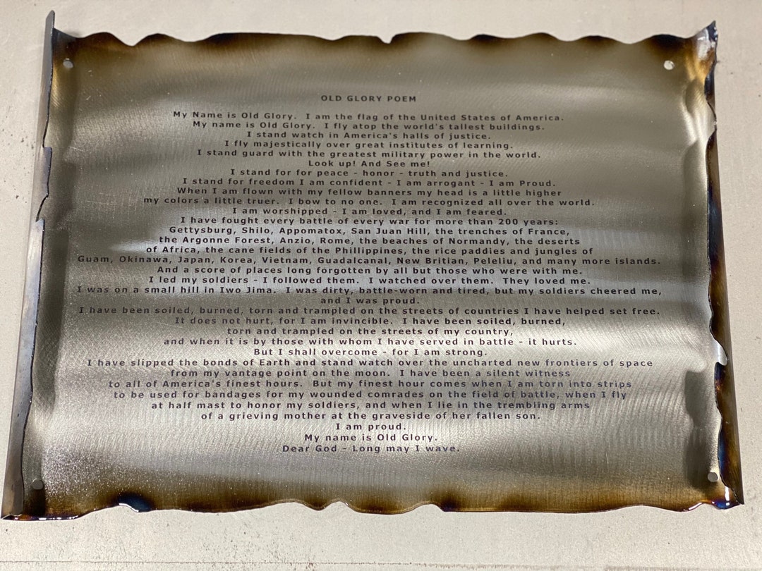 Old Glory Poem, Metal Scroll, United States Flag, Metal Art, Gift for ...