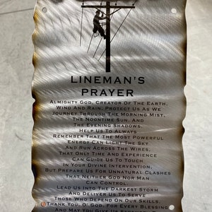 Lineman Prayer Metal Sign, Lineman Gifts, Electrician Gift, Journeyman ...