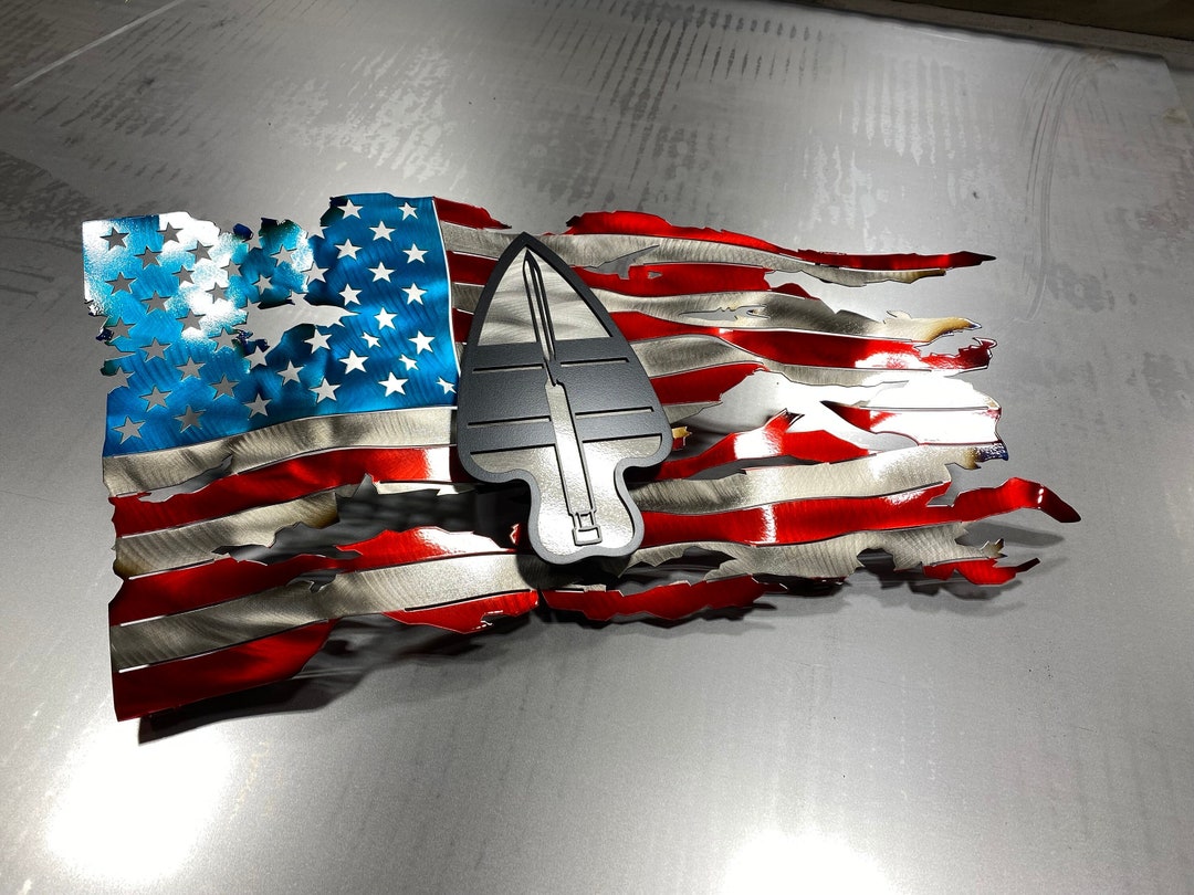 Special Forces Military Insignia Metal Flag, Battle Worn Metal Flag ...