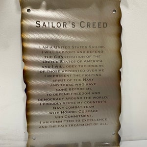 Sailors Creed, Sailor Gifts, US Navy Gifts, Prayer Scroll Sign, Metal ...