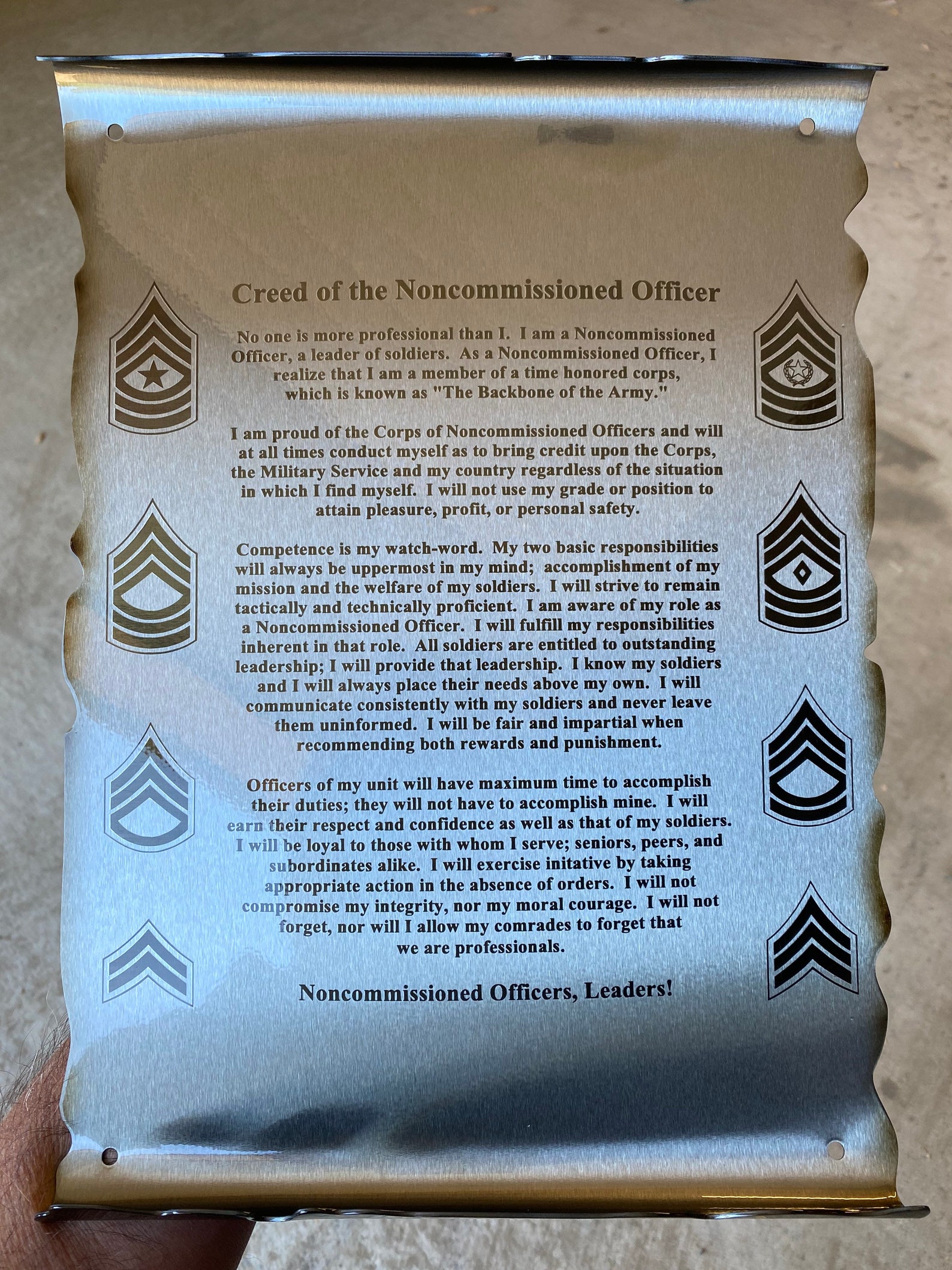 NCO Creed, Noncommissioned Officer Creed, Army Gift Idea, Army Officer ...