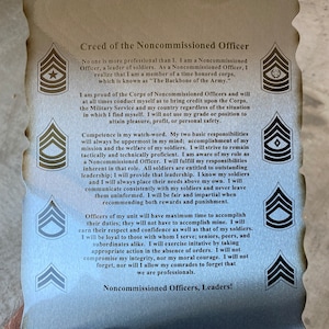 NCO Creed, Noncommissioned Officer Creed, Army Gift Idea, Army Officer ...