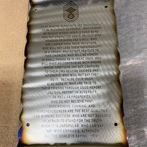 Chief Master Sergeant Creed Metal Scroll, Air Force USAF Cmsgt, Metal ...