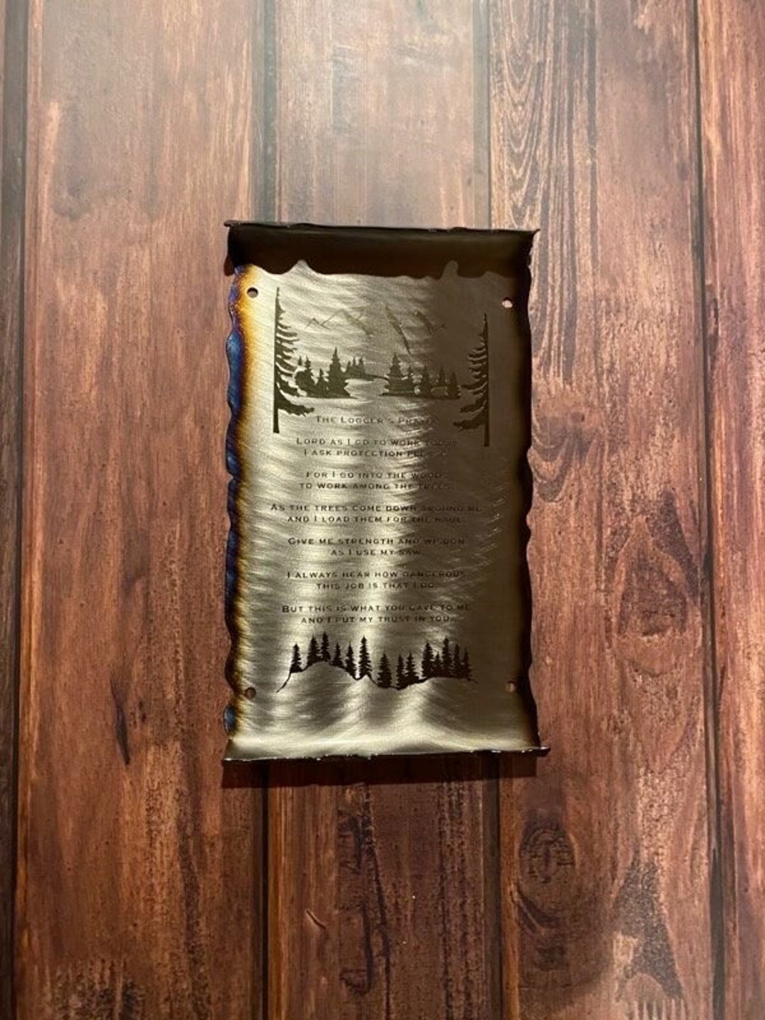 Loggers Prayer, Gift for Loggers, Pacific Northwest Gifts, Metal Art ...