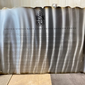 Chief Petty Officer Creed Metal Scroll, US Navy Chief Creed, Navy E7 ...