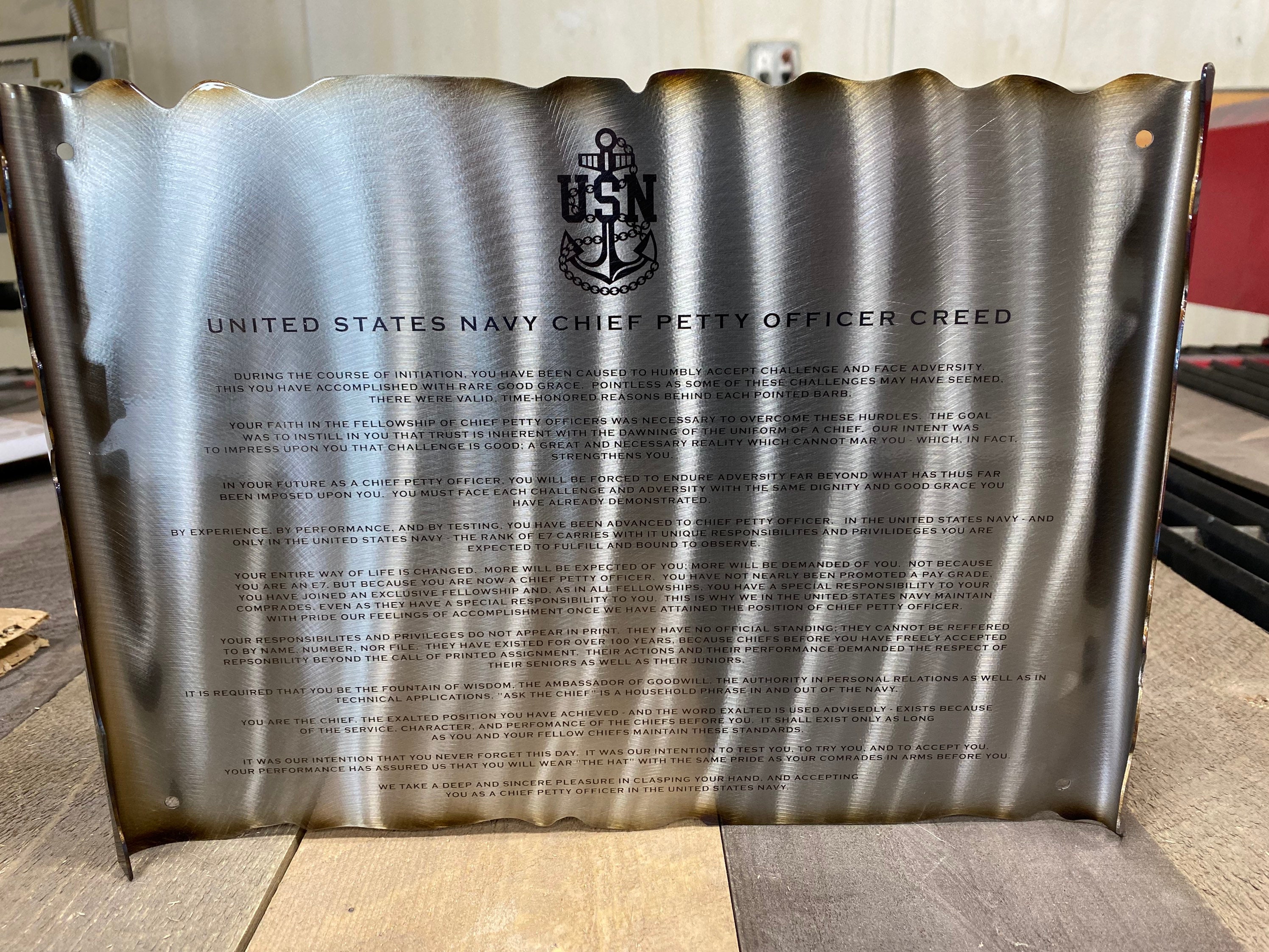 Chief Petty Officer Creed Metal Scroll, US Navy Chief Creed, Navy E7 ...