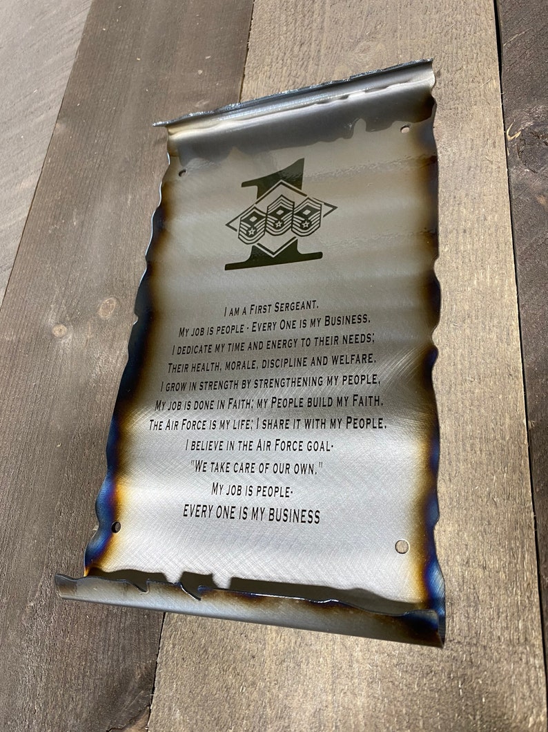 First Sergeant Creed Metal Scroll, Air Force Gifts, Military Promotion ...