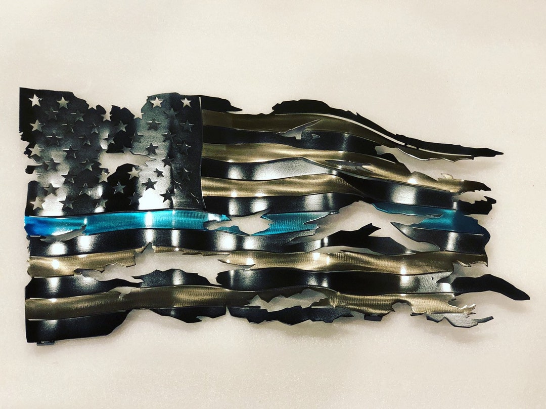 Distressed Thin Blue Line American Flag - Etsy