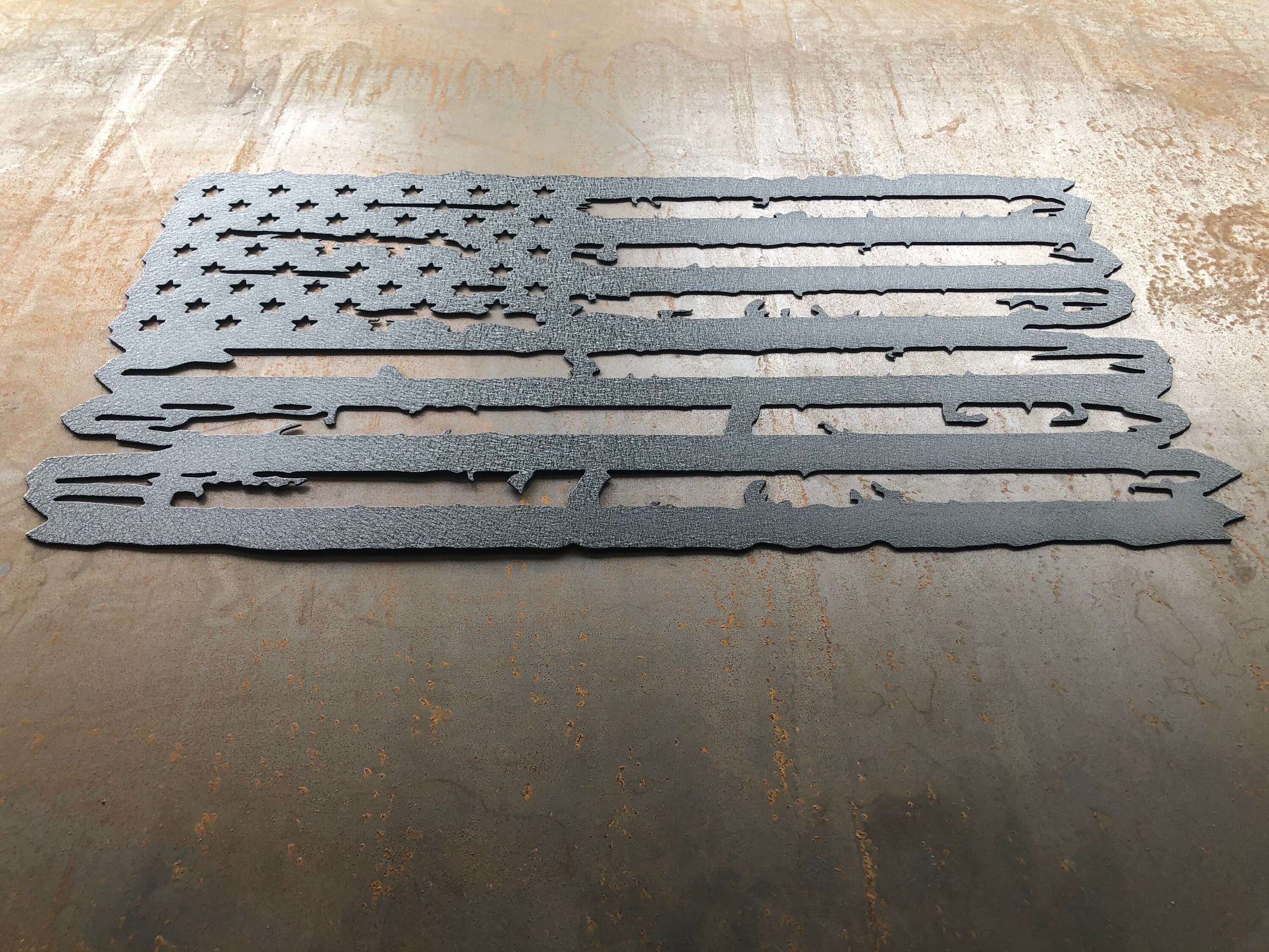 Metal Tattered American Flag, Textured Black American Flag Cutout ...