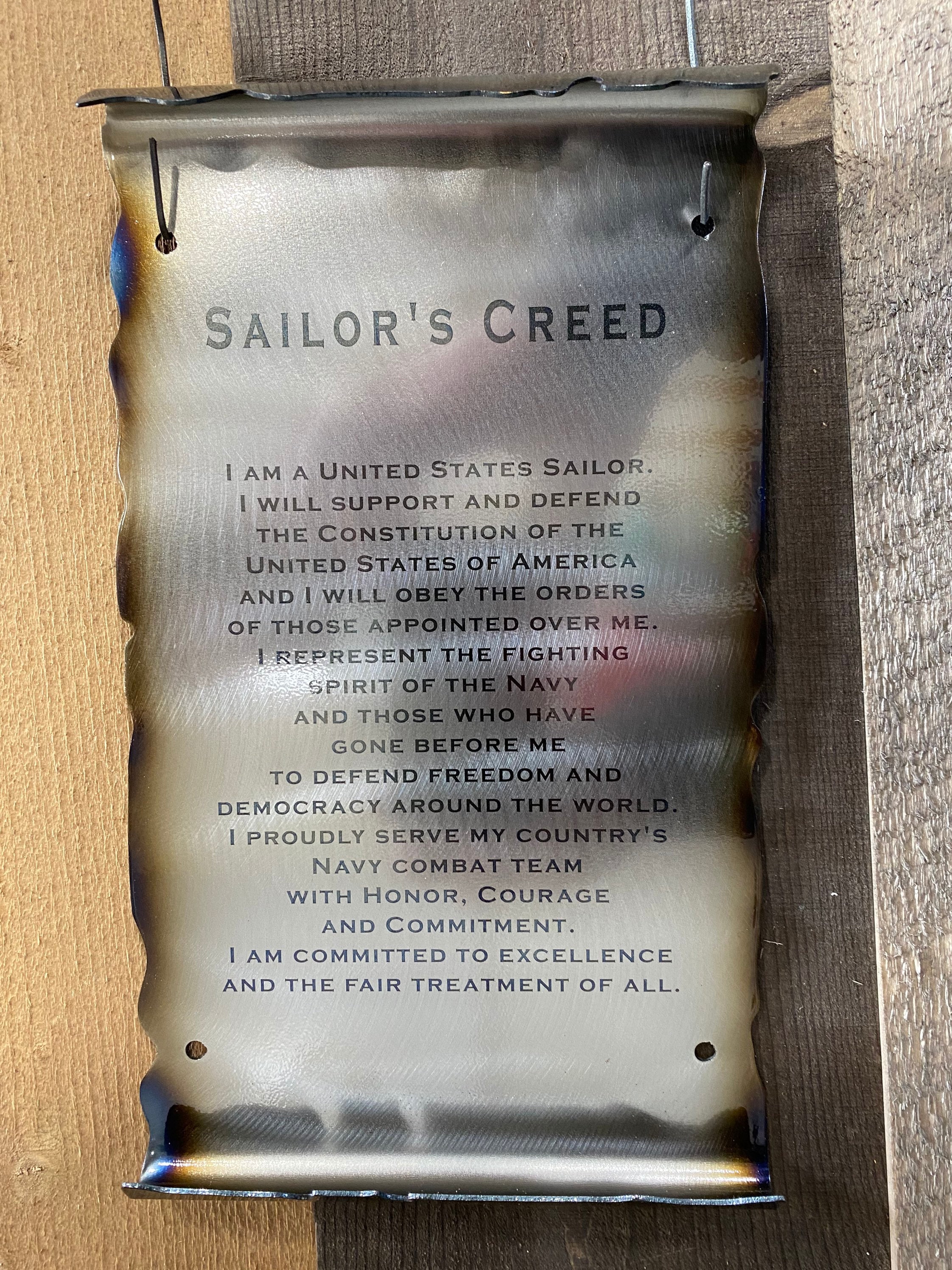 Sailor’s Creed, Sailor Gifts, US Navy Gifts, Prayer Scroll Sign, Metal ...