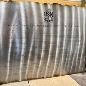Chief Petty Officer Creed Metal Scroll, US Navy Chief Creed, Navy E7 ...