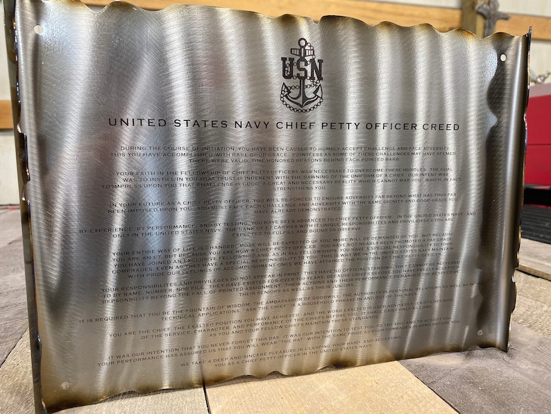 Chief Petty Officer Creed Metal Scroll, US Navy Chief Creed, Navy E7 ...