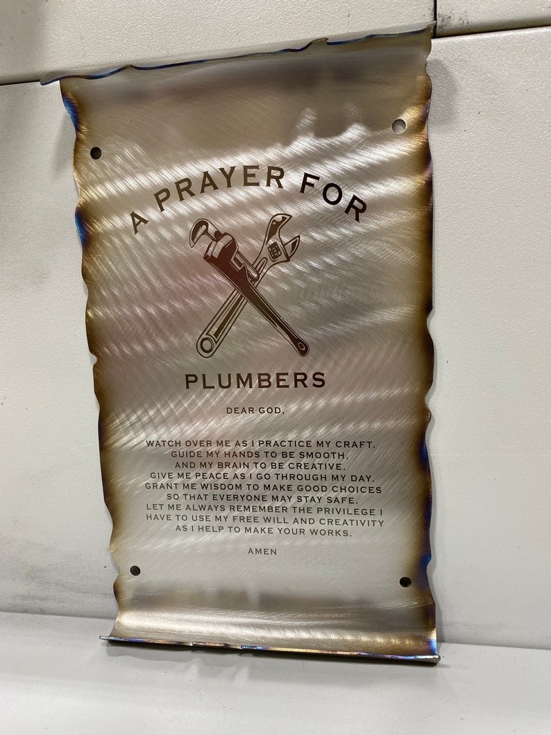 Plumbers Prayer, Plumbers Gift, Plumbers Apprentice Gift, Metal Wall ...