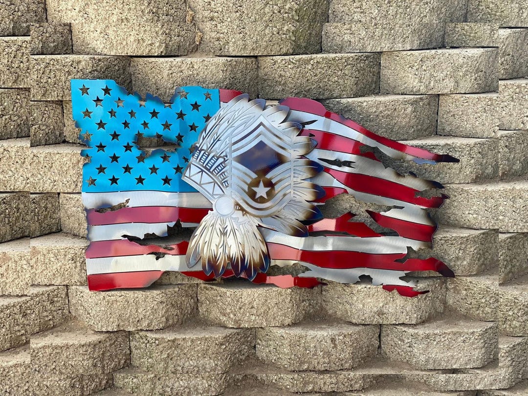 Chief Master Sergeant Headdress and American Flag, Military Gifts ...