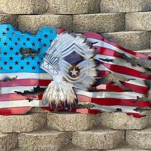 Chief Master Sergeant Headdress and American Flag, Military Gifts ...