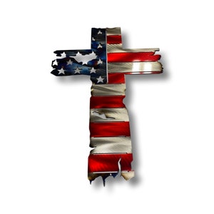 Metal Cross, American Flag, Metal American Flag, Tattered Cross ...