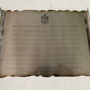 Chief Petty Officer Creed Metal Scroll, US Navy Chief Creed, Navy E7 ...