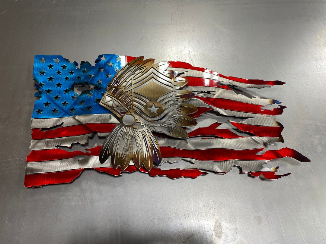 Chief Master Sergeant Headdress and American Flag, Military Gifts ...