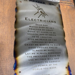 Metal Electrician's Prayer Scroll, Electrician Gifts, Electrician ...