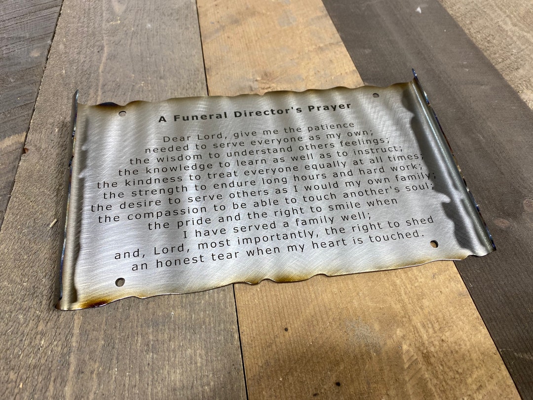 Funeral Directors Prayer Metal Scroll, Gift for Funeral Director ...