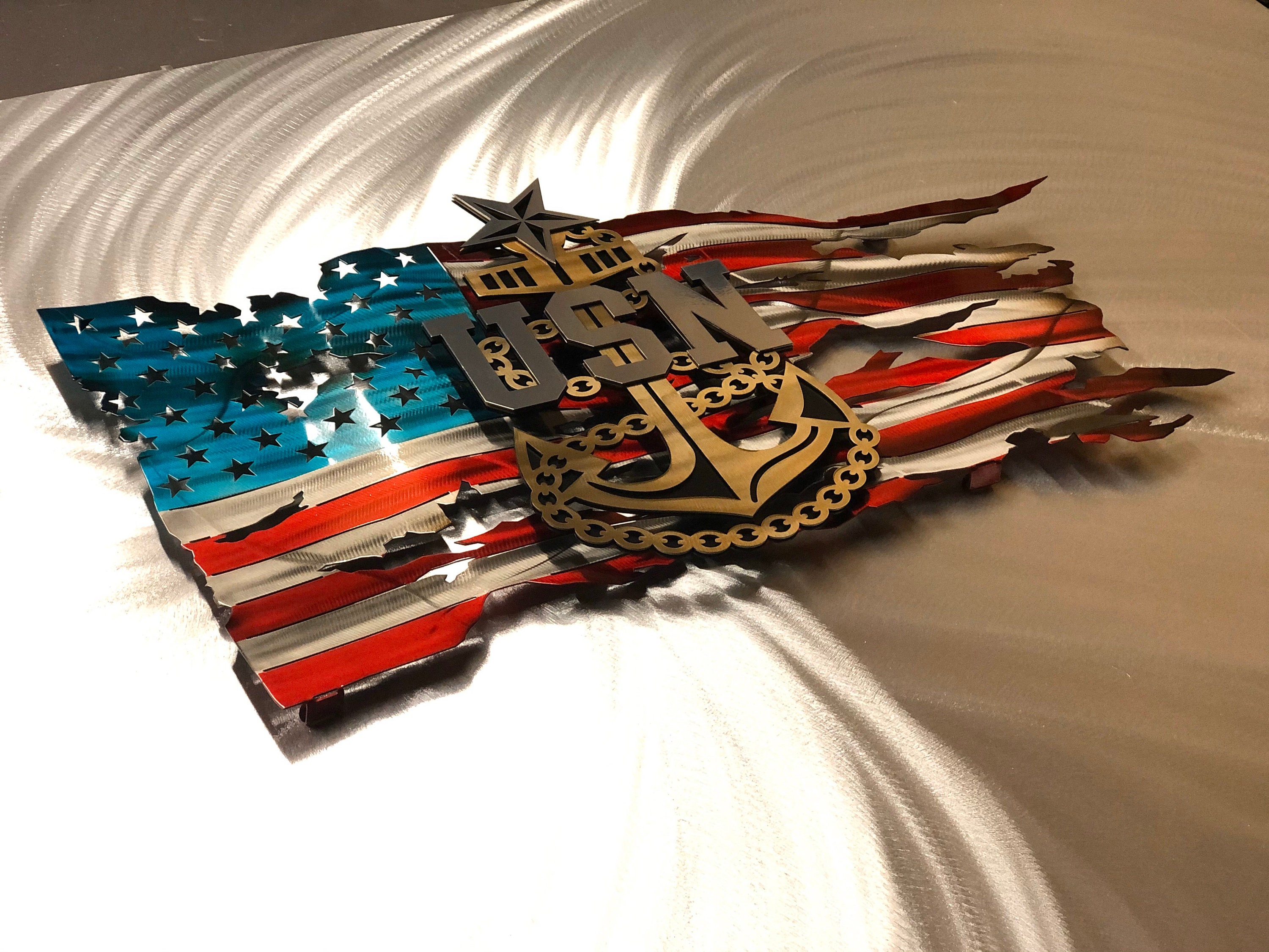 Officially Licensed US NAVY Senior Chief Tattered Flag / Metal | Etsy