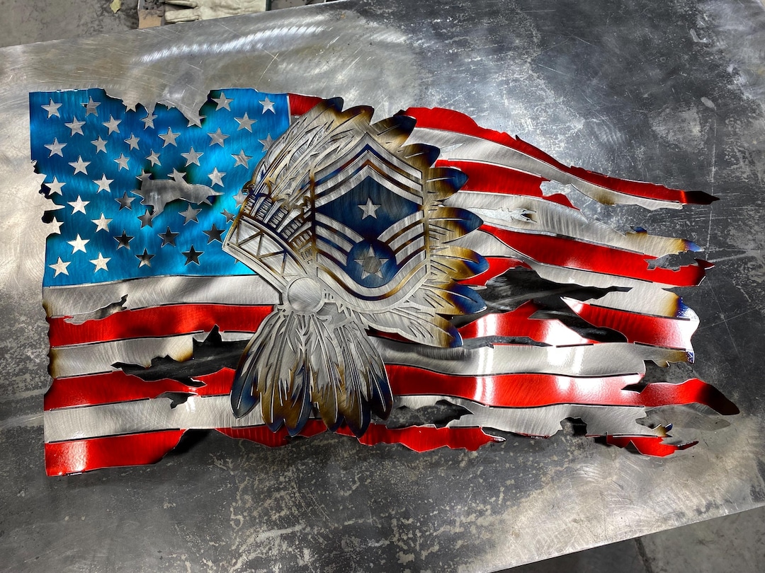 Chief Master Sergeant Headdress and American Flag, Military Gifts ...