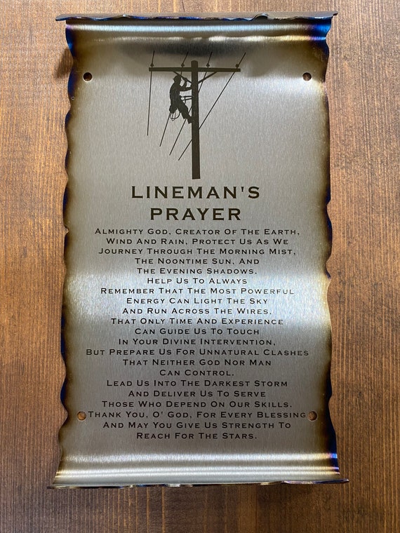 Lineman Prayer Metal Sign Lineman Gifts Electrician Gift - Etsy