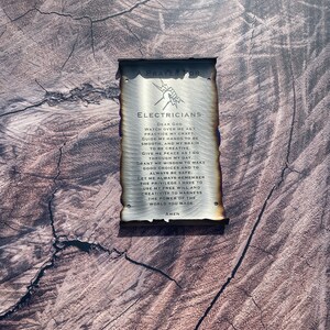 Metal Electrician's Prayer Scroll, Electrician Gifts, Electrician ...