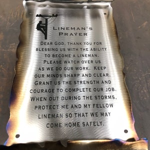 Lineman Prayer Metal Sign, Lineman Gifts, Electrician Gift, Journeyman ...