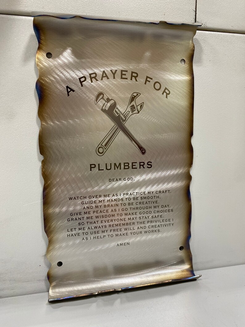 Plumbers Prayer, Plumbers Gift, Plumbers Apprentice Gift, Metal Wall ...